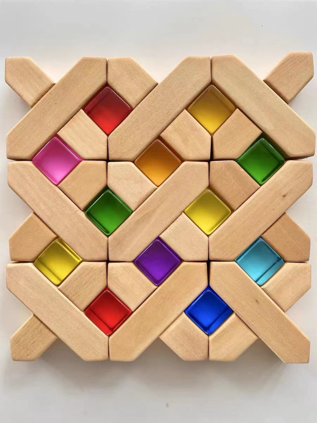 Wooden X-blocks | Acrylic Lucent Rainbow Cubes | Open Ended Play ...