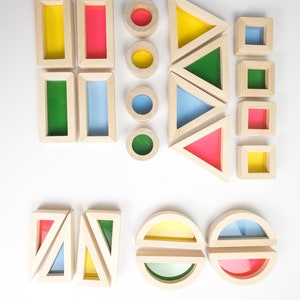 24 Pcs Wooden Rainbow Filter Blocks Sensory Toys Toddler - Etsy
