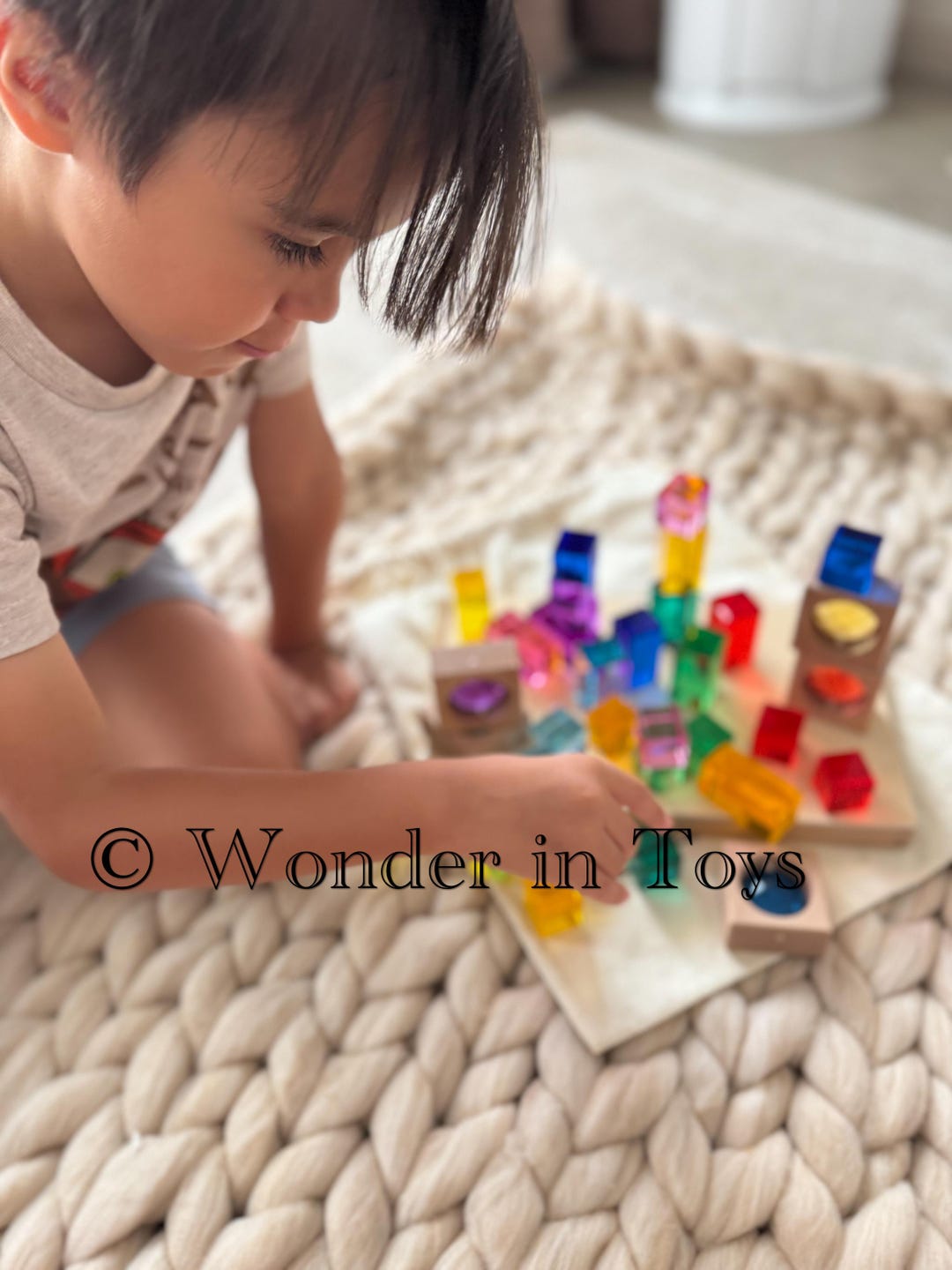 Rainbow Acrylic Block Set With Wooden Tray | Montessori Light & Color ...