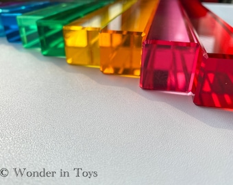 24 Pcs Wooden Rainbow Filter Blocks Sensory Toys Toddler - Etsy