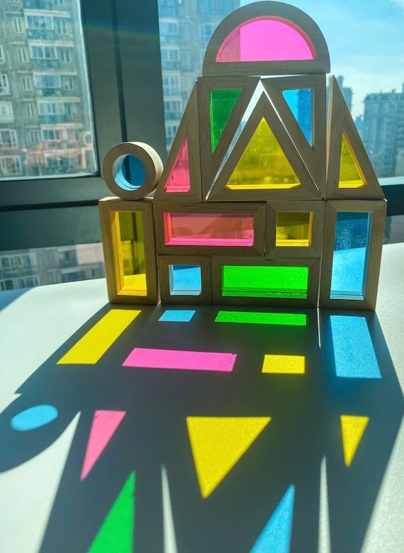 24 Pcs Wooden Rainbow Filter Blocks Sensory Toys Toddler - Etsy