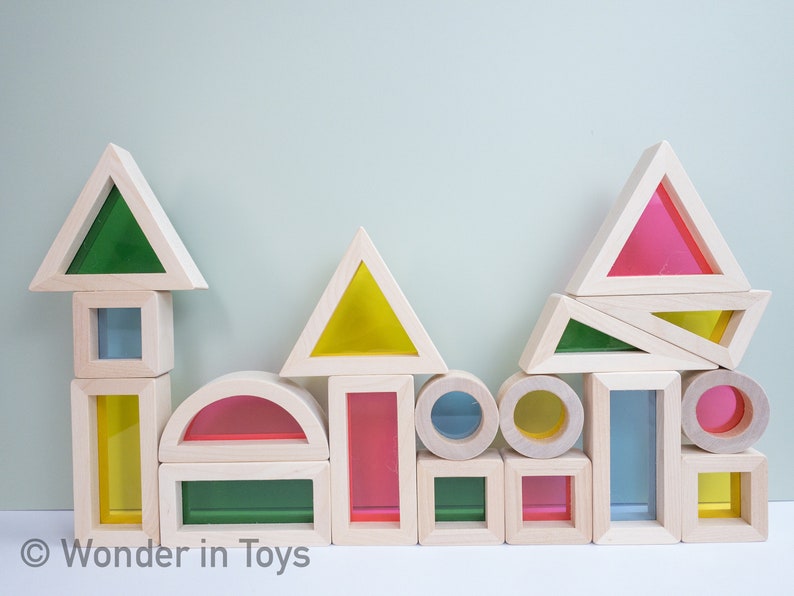 24 Pcs Wooden Rainbow Filter Blocks Sensory Toys Toddler - Etsy