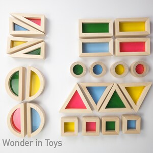 24 Pcs Wooden Rainbow Filter Blocks Sensory Toys Toddler - Etsy