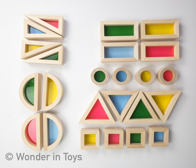 24 Pcs Wooden Rainbow Filter Blocks Sensory Toys Toddler - Etsy