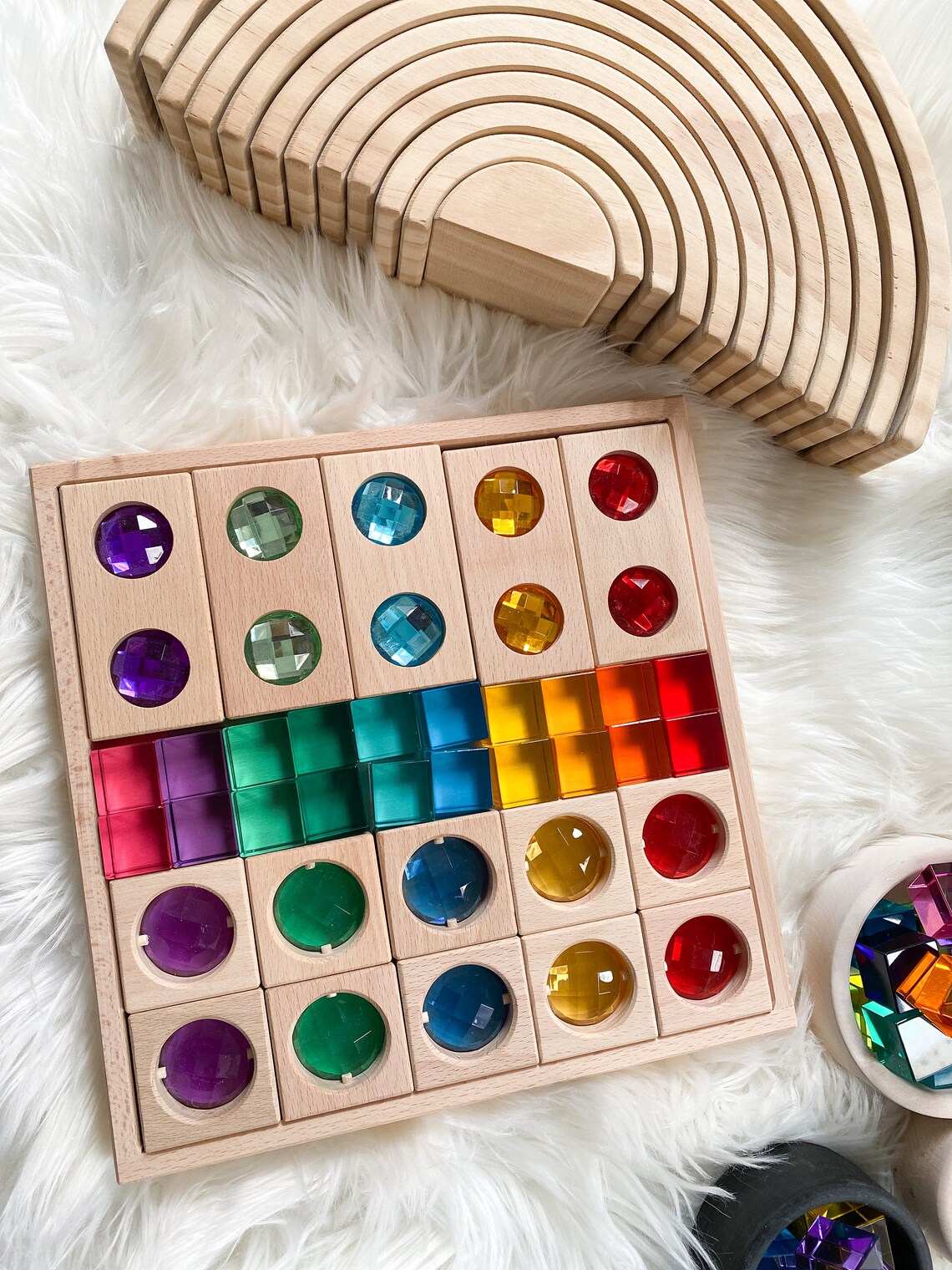 Large Rainbow Gem Variety Wooden Blocks 20 Upgraded Lucent - Etsy