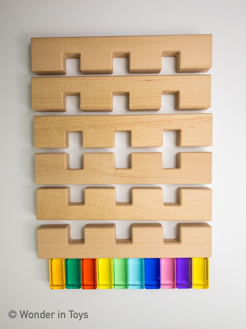 Set of 6 Wooden Toothed E Building Blocks Castle Rainbow - Etsy