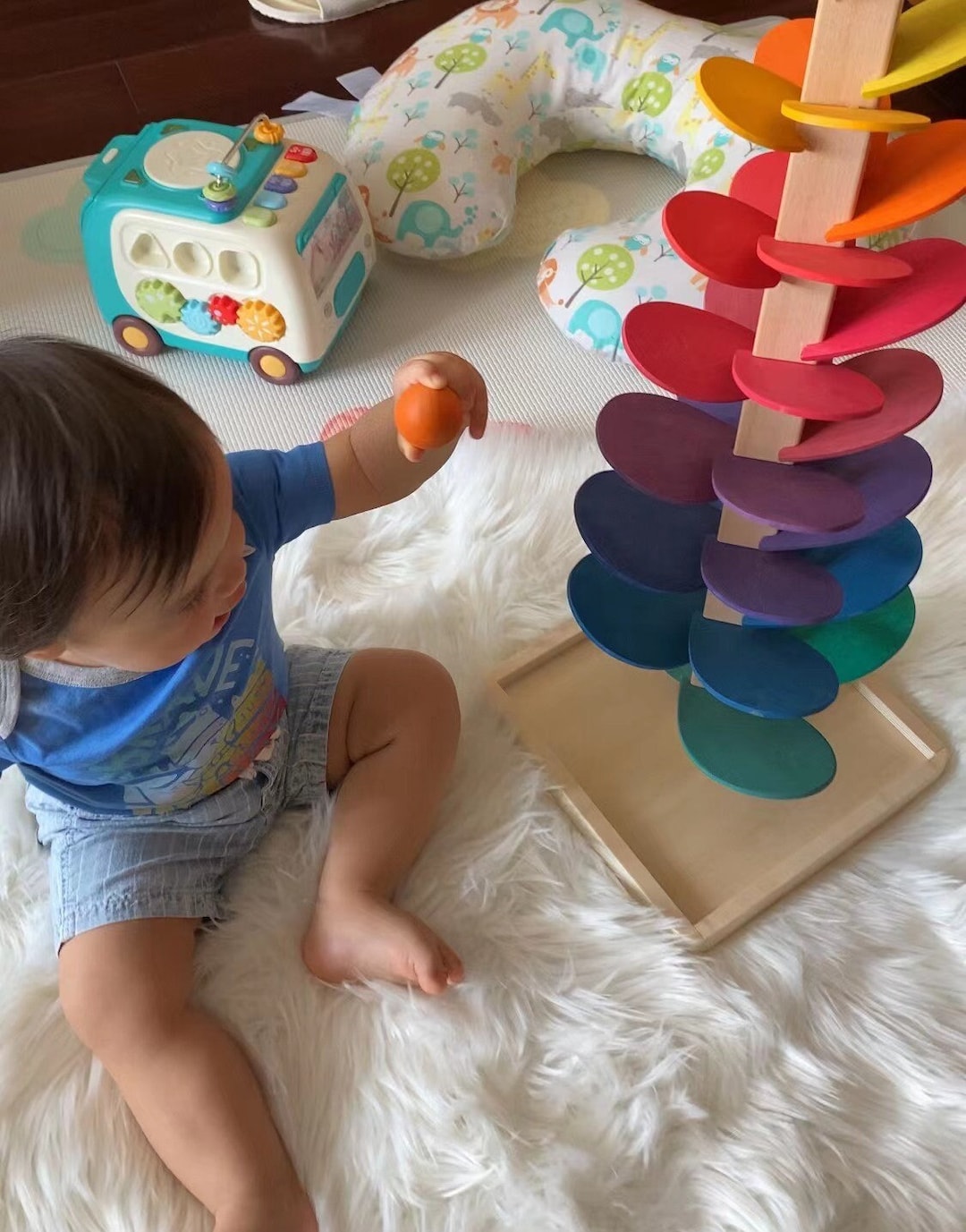 Wooden Musical Marble Run Tree With Colorful Leaflets and Wooden Balls ...