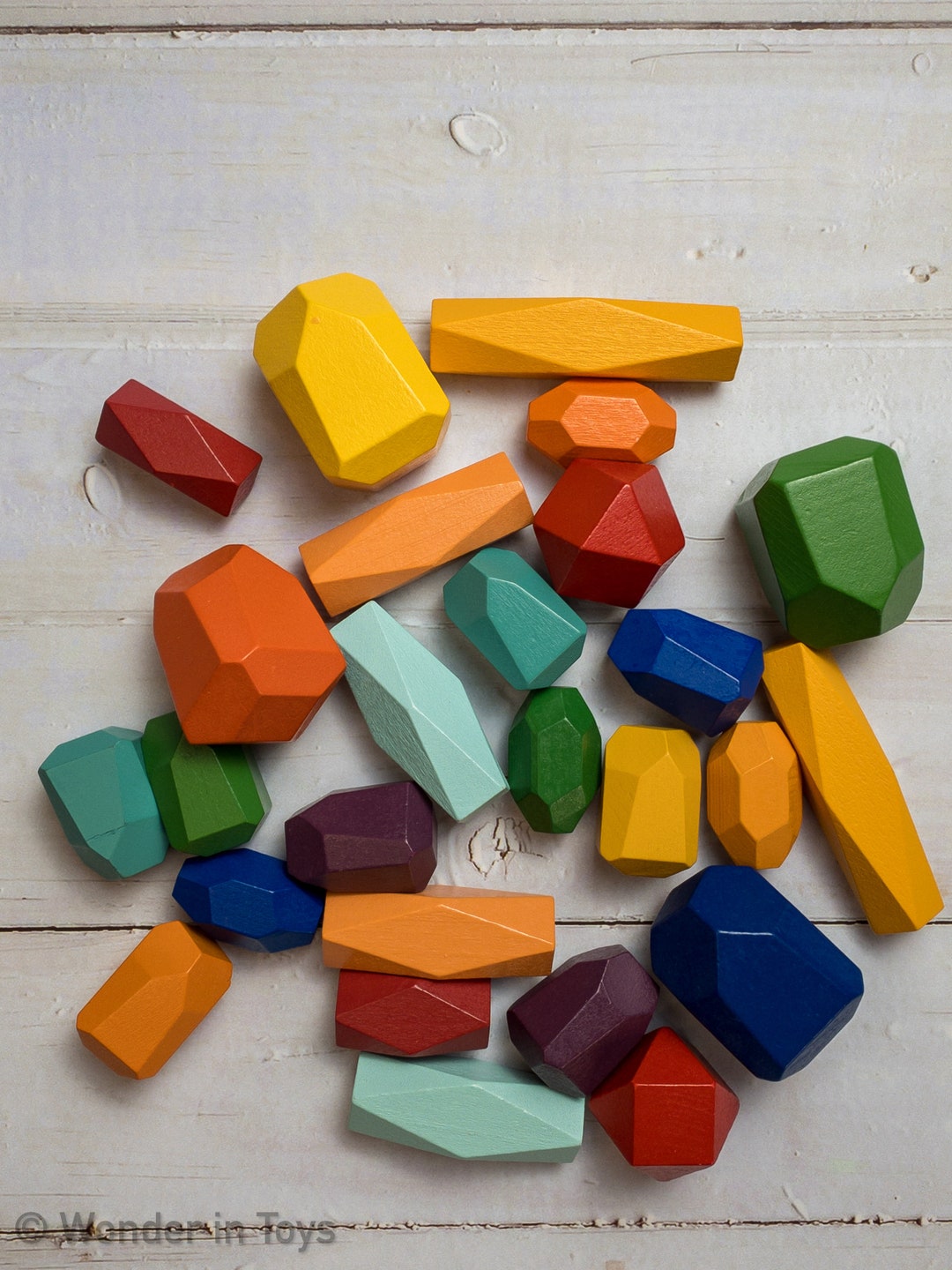 Rainbow Montessori Stacking Stones Toy | Creative Educational Wooden ...