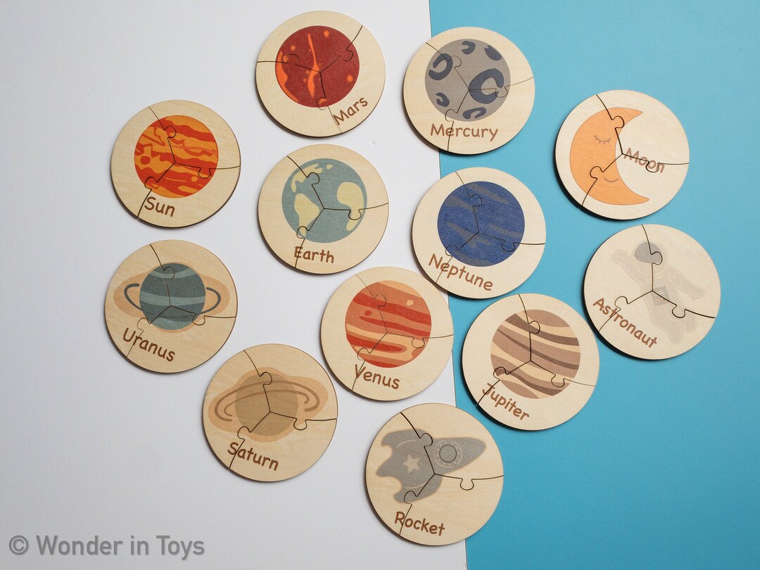 Set of 12 Solar System Toddle Wooden Puzzle | Planets | Fine Motor ...