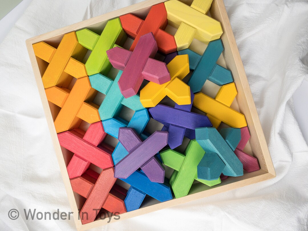 Colourful Wooden X-blocks | Handmade | Rainbow Blocks | Montessori | - Etsy