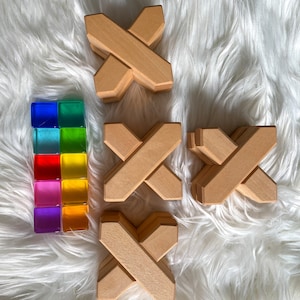 Wooden X-blocks | Acrylic Lucent Rainbow Cubes | Open Ended Play ...