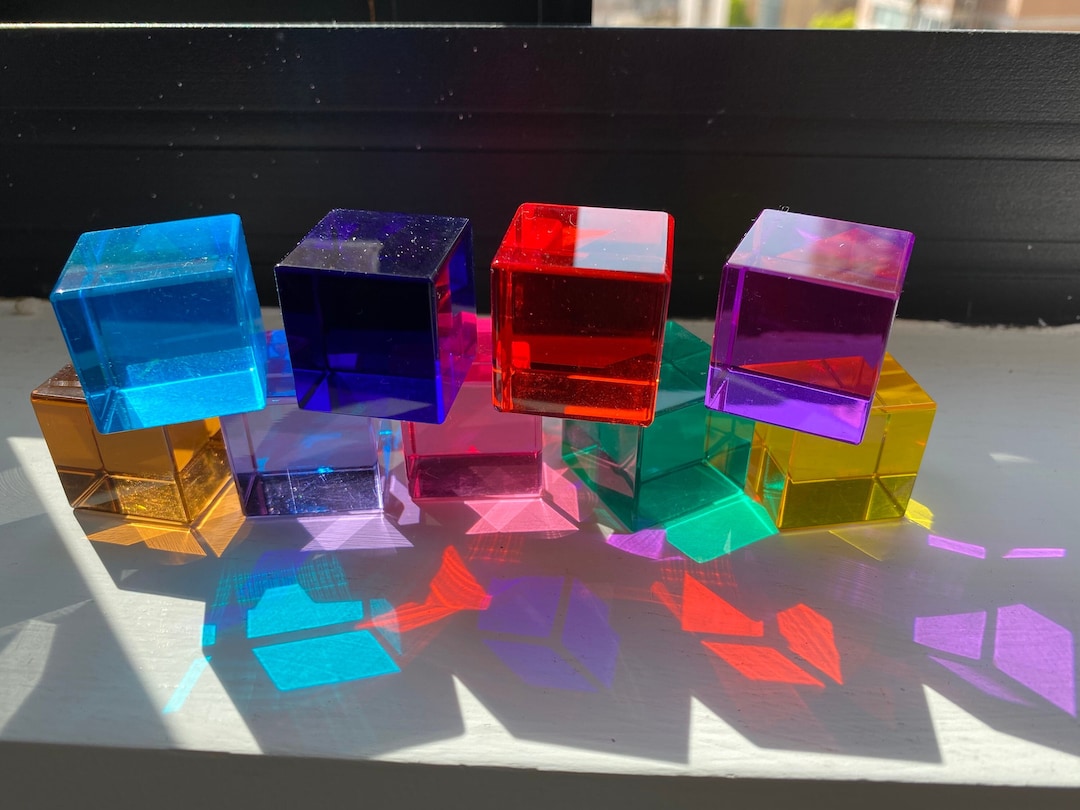 Rainbow Acrylic Cubes | Montessori Toys, Playroom Decor - Etsy