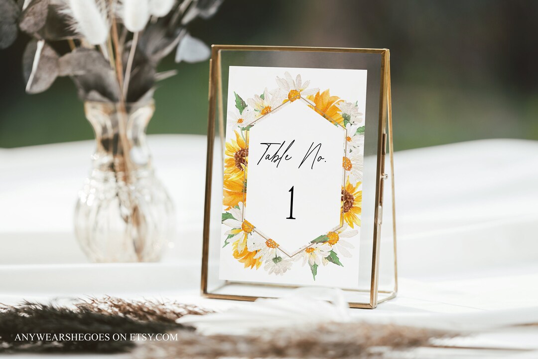 DAISY Table Numbers Sunflower Bridal Shower Table Numbers Floral Table ...