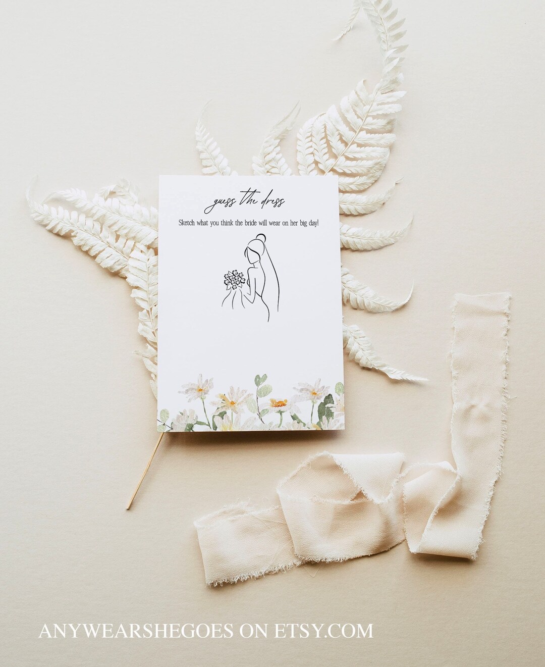 DAISY Guess the Dress Printable Bridal Shower Game Floral Guess the ...