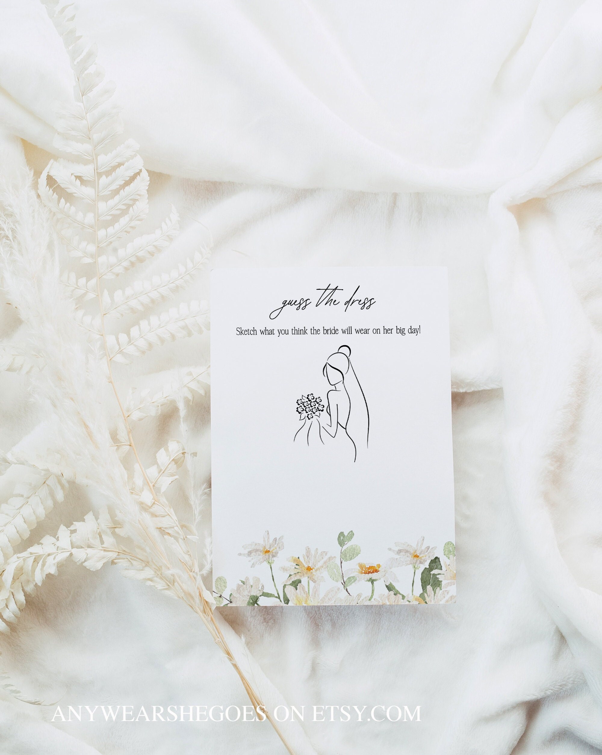 DAISY Guess the Dress Printable Bridal Shower Game Floral Guess the ...