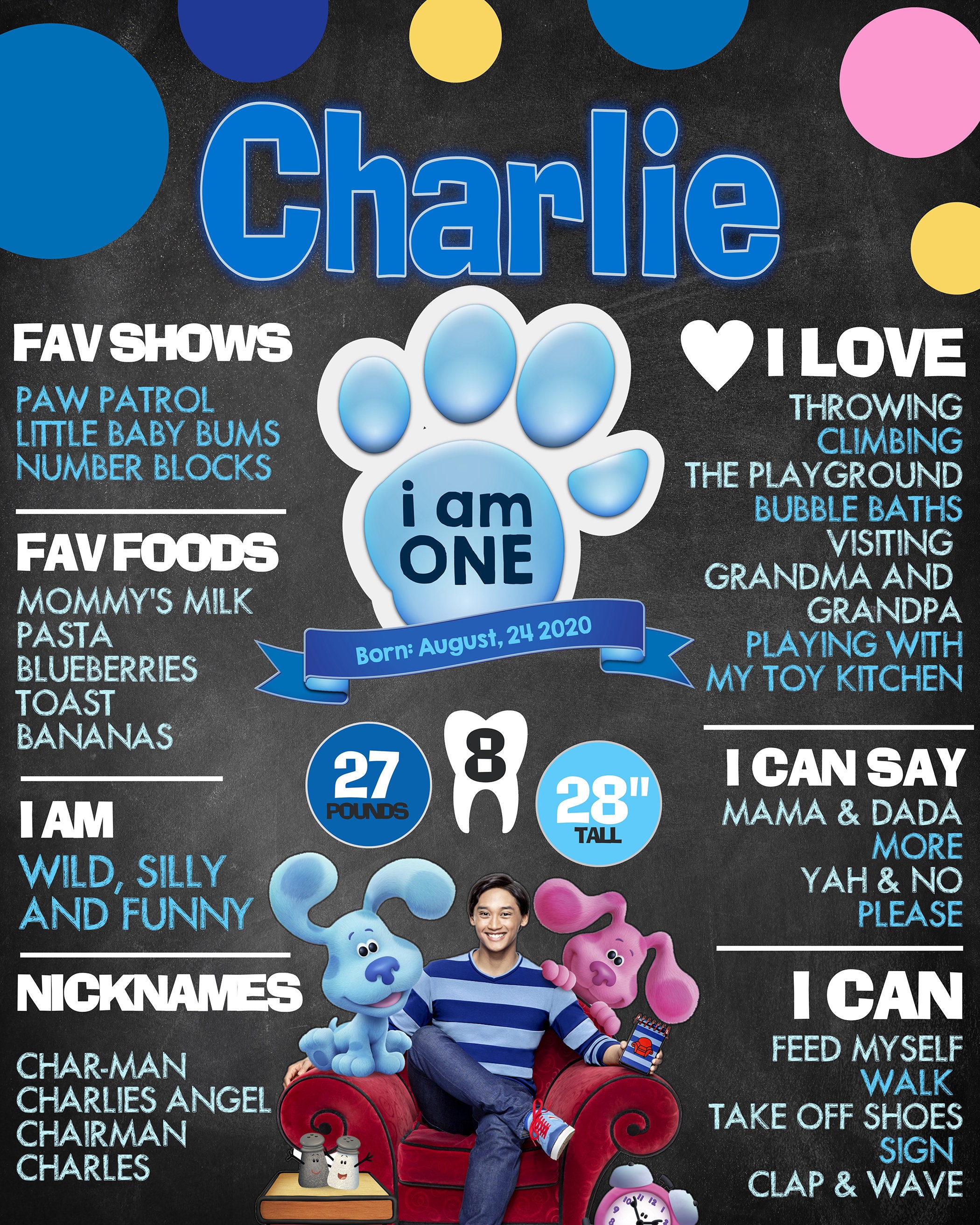 Blues Clues and You DIY Printable Birthday Chalkboard - Etsy Canada