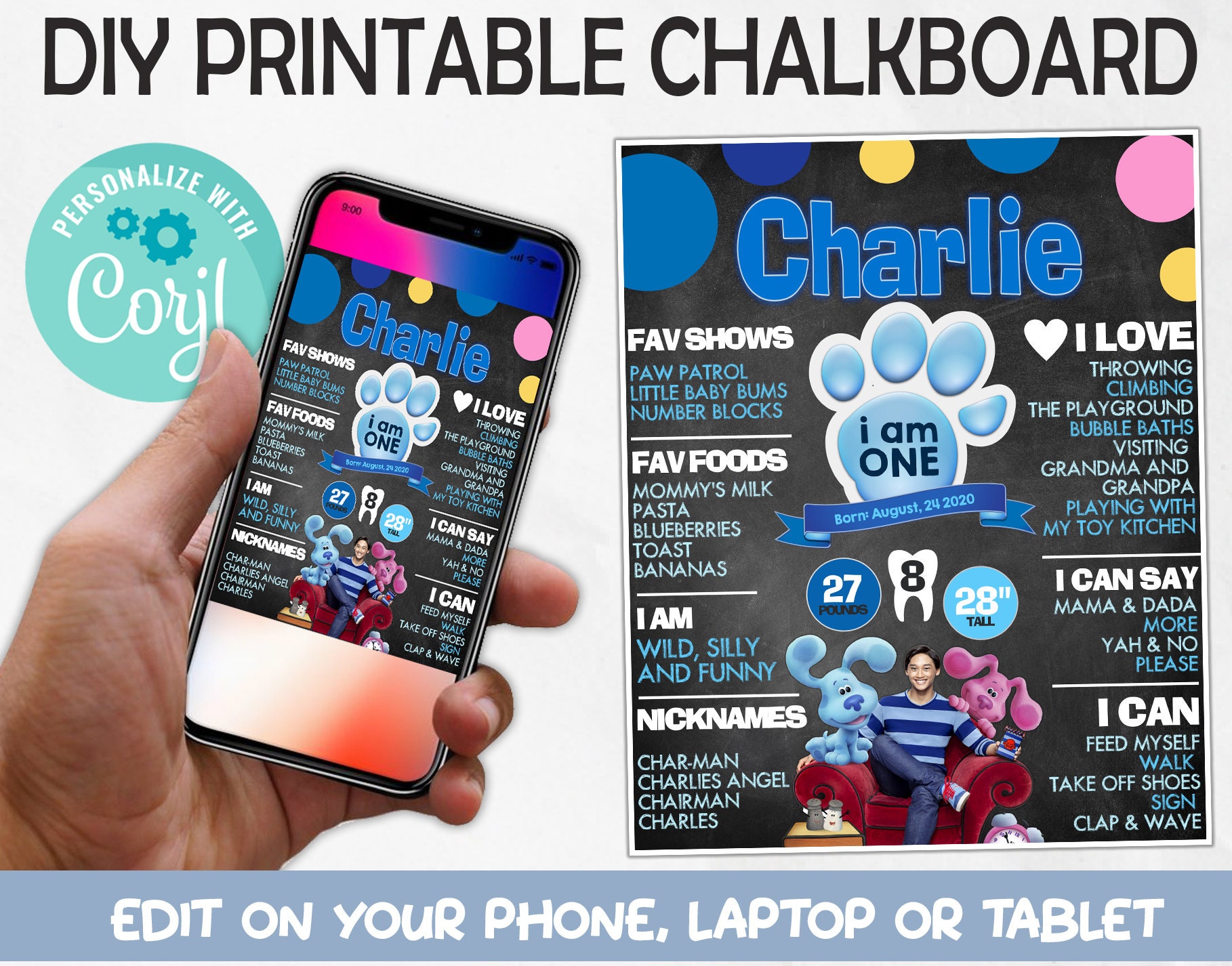 Blues Clues and You DIY Printable Birthday Chalkboard - Etsy Canada