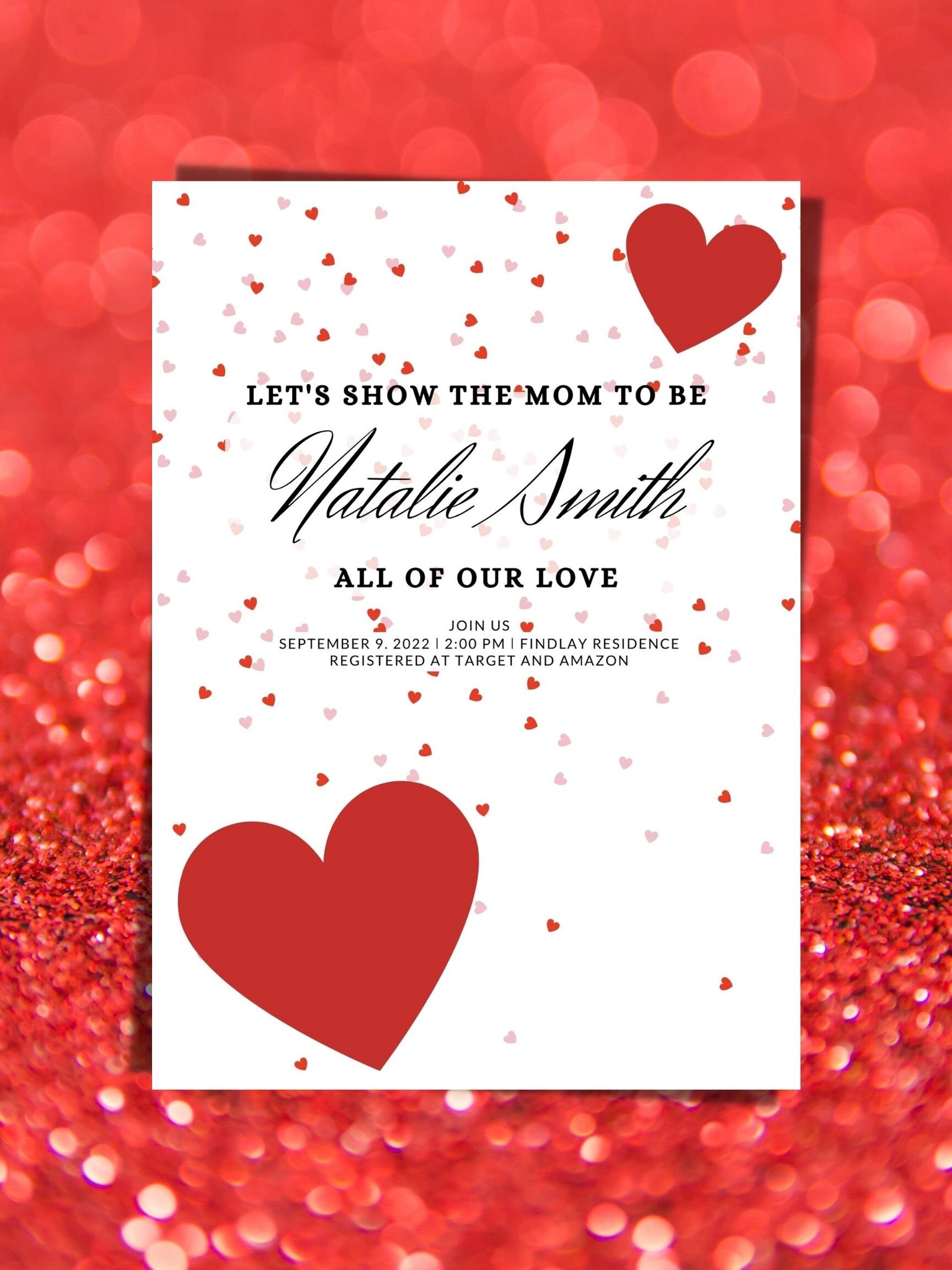 Love Hearts Baby Shower Invitation - Etsy