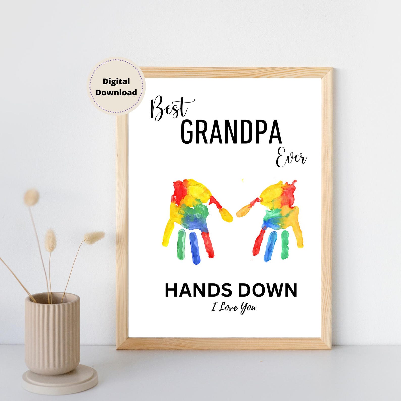 Handprint Art-best GRANDPA Ever Hands Down-digital Print-gift for ...