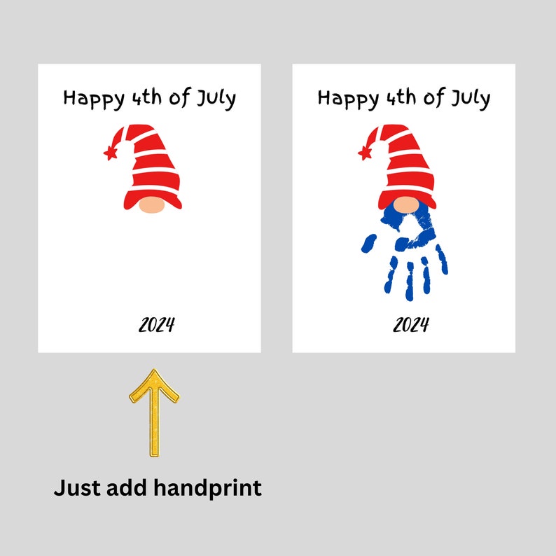 4th of July Gnome Handprint Art-patriotic Kids Craft-2024 Fourth of ...