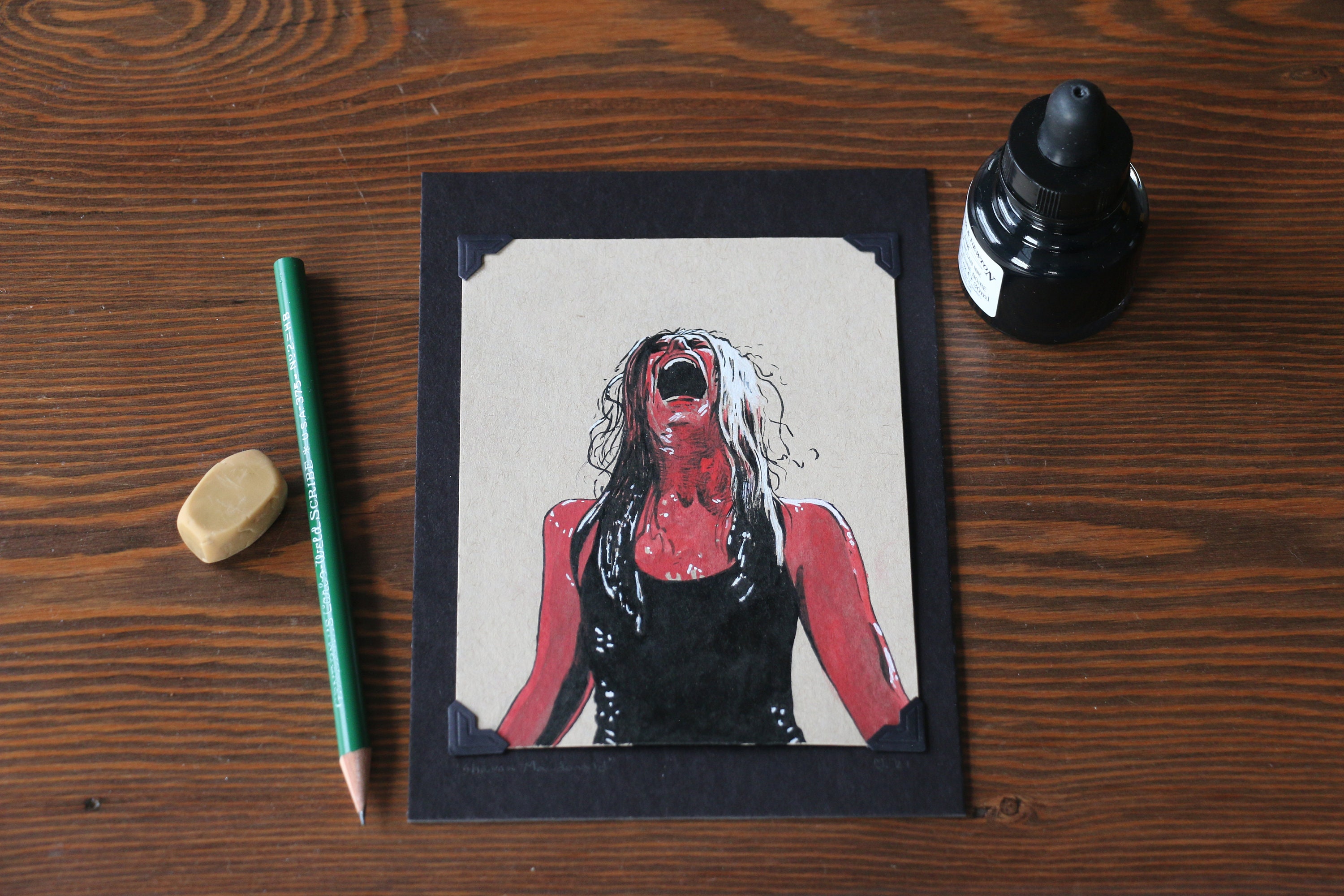 Shauna Ink Drawing With Gouache - Etsy