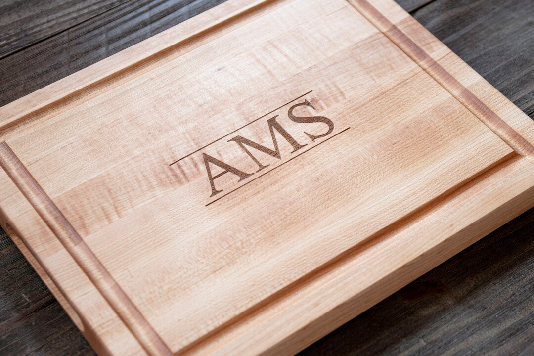 Personalized Monogram Edge Grain Cutting Board W/ Juice Groove - Etsy