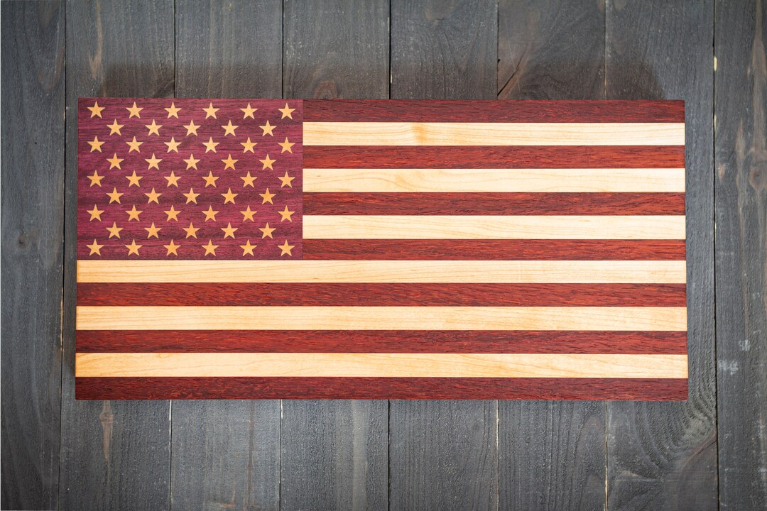 American Flag Edge Grain Cutting Board - Artisan Handmade - Large Size ...