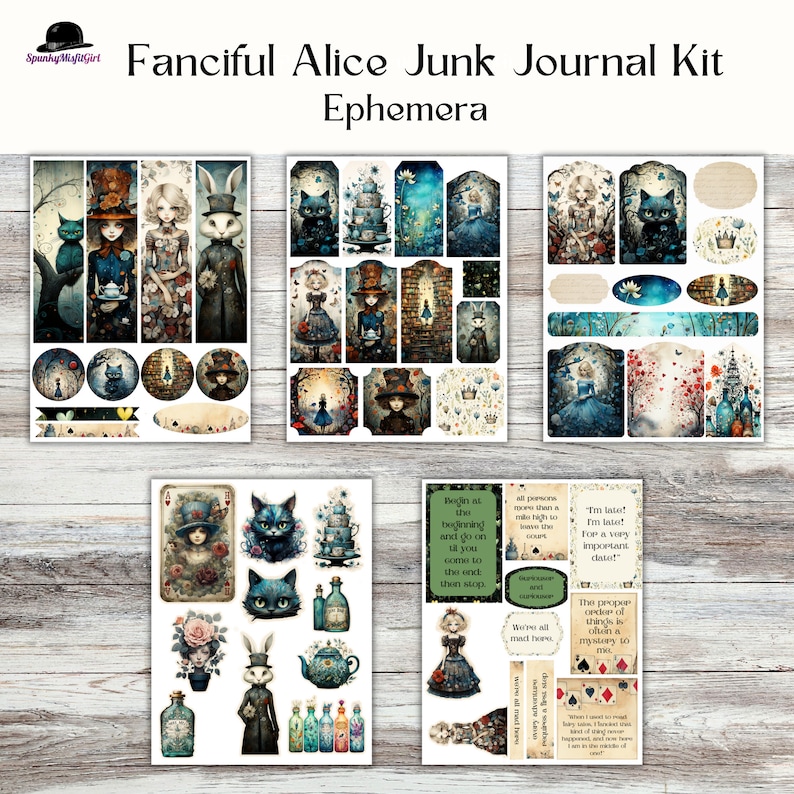 Alice in Wonderland Junk Journal, Alice in Wonderland Printable Papers ...