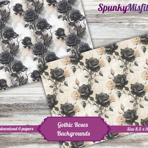 Gothic Roses Background Paper Junk Journal Paper Black Rose Papers Goth ...