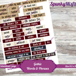 Gothic Words & Phrases Junk Journal Ephemera - Etsy