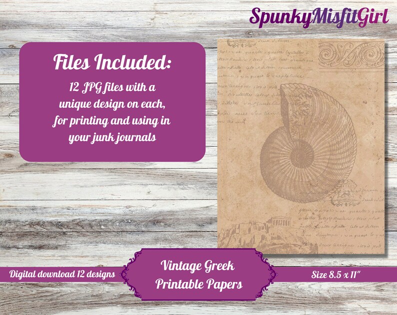 Vintage Greek Printable Paper: Ancient Journal Pages (digital Download ...