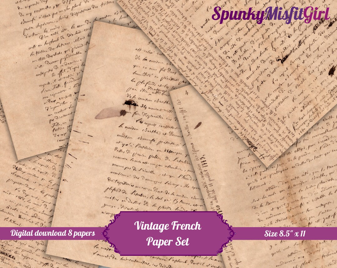 Handwritten French Paper Downloadable Junk Journal Kit French Printable ...