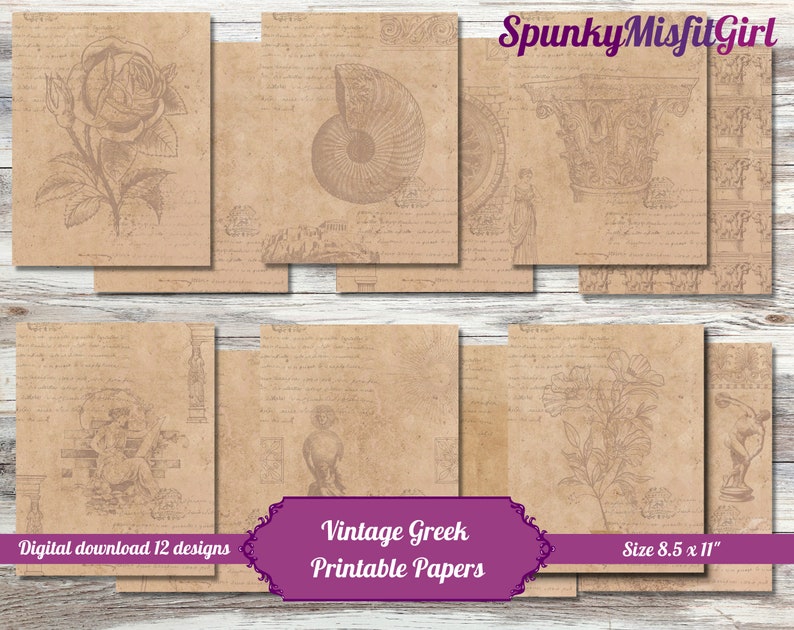 Vintage Greek Ancient Greece Junk Journal Printable Paper Junk Journal ...