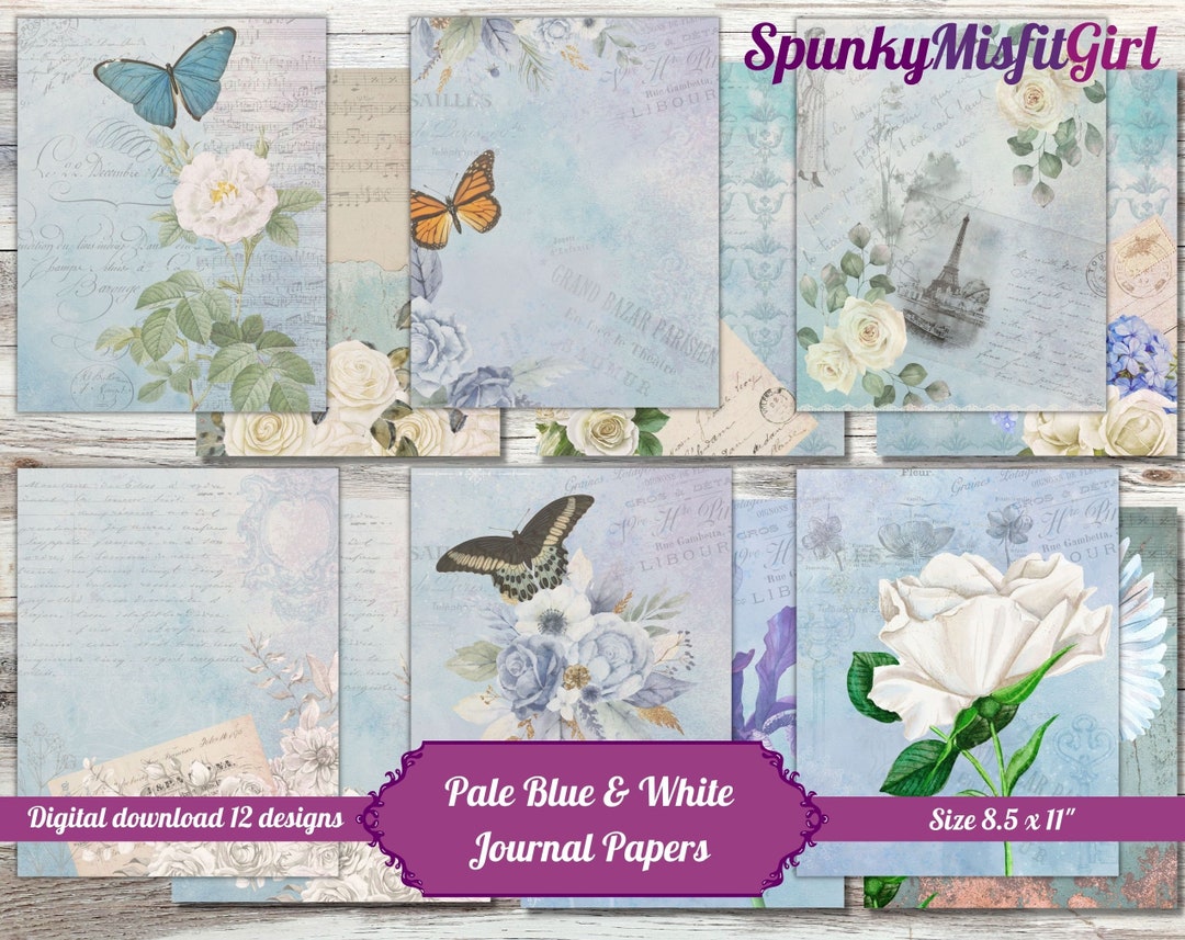 Junk Journal Printable Papers Paper Page Pages Pale Blue - Etsy