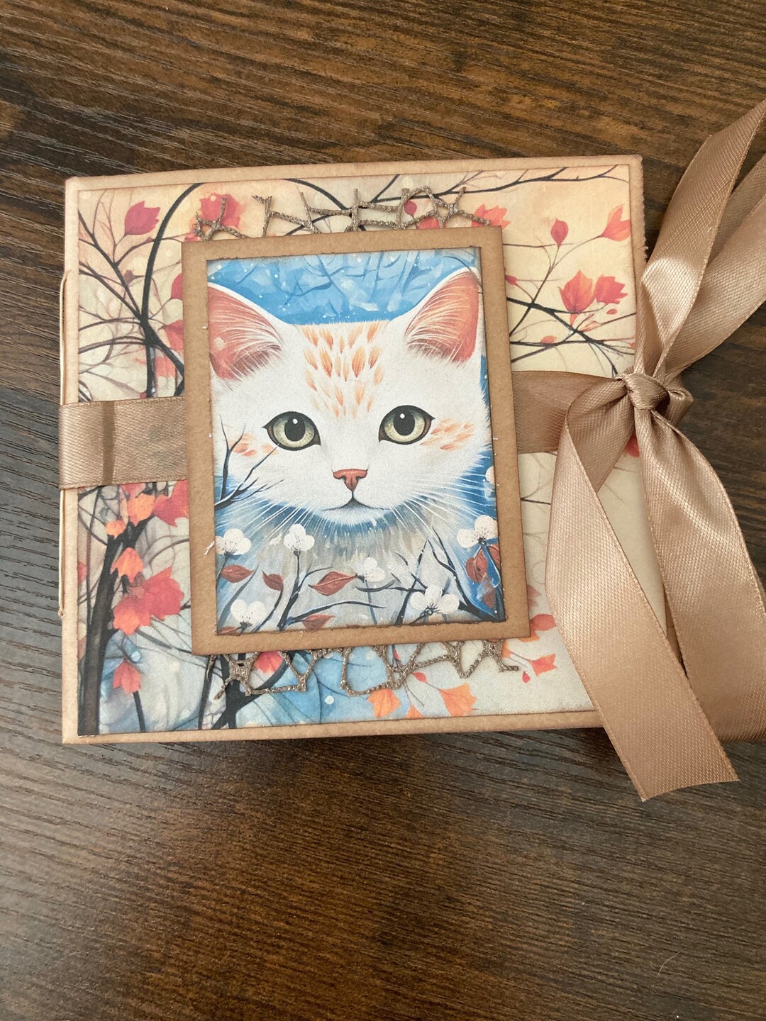 Cat Notebook Handmade Junk Journal Cat Christmas Gift Unique Gift for ...