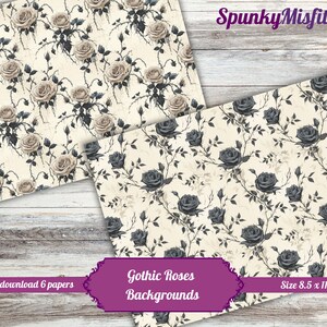 Gothic Roses Background Paper Junk Journal Paper Black Rose Papers Goth ...