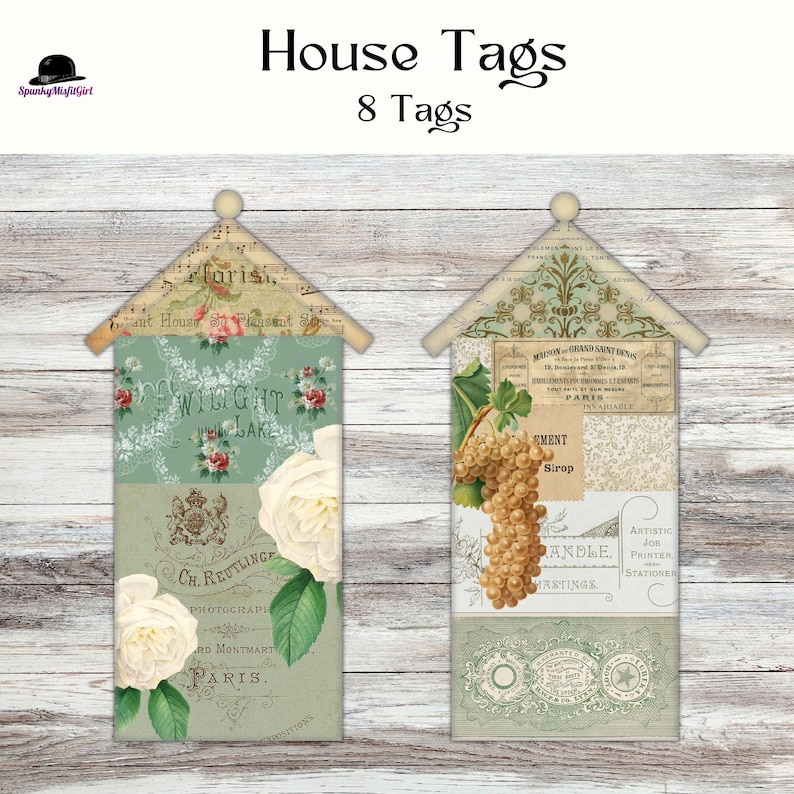 Vintage House Tags Ephemera: Junk Journal Printable Kit (digital ...