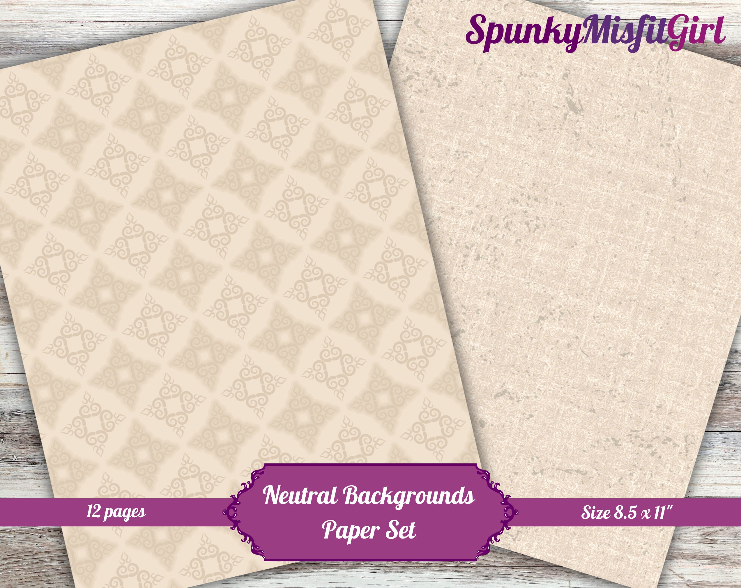 Neutral Backgrounds Paper Set Junk Journal Paper Beige Printable Pages ...