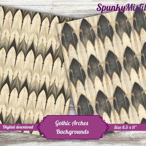 Gothic Arches Background Paper Junk Journal Paper Dark Academia Papers ...