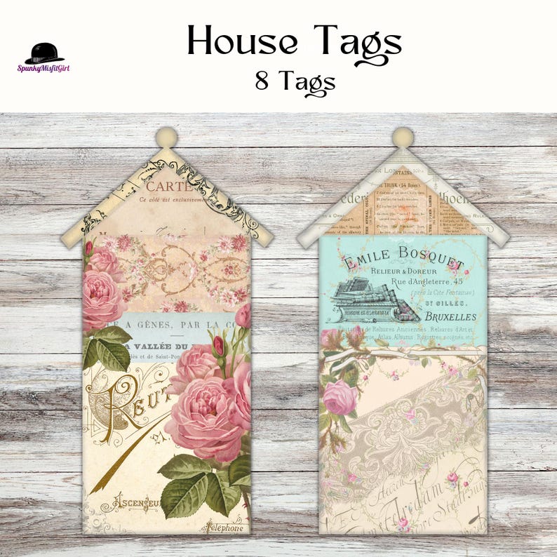 Vintage House Tags Ephemera: Junk Journal Printable Kit (digital ...