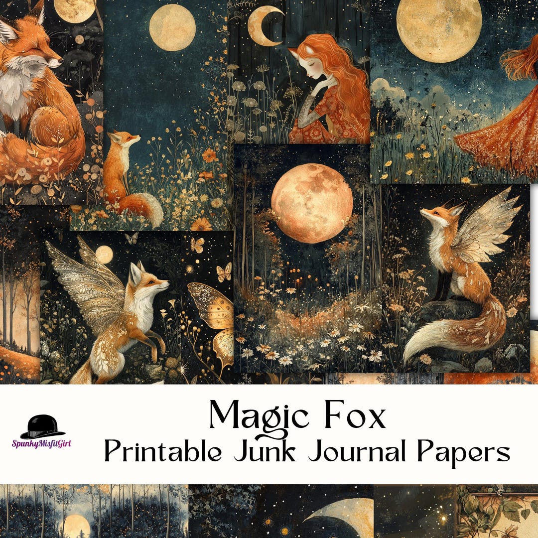 Magic Fox Junk Journal Kit: Fantasy Printable Paper (US Letter Size ...