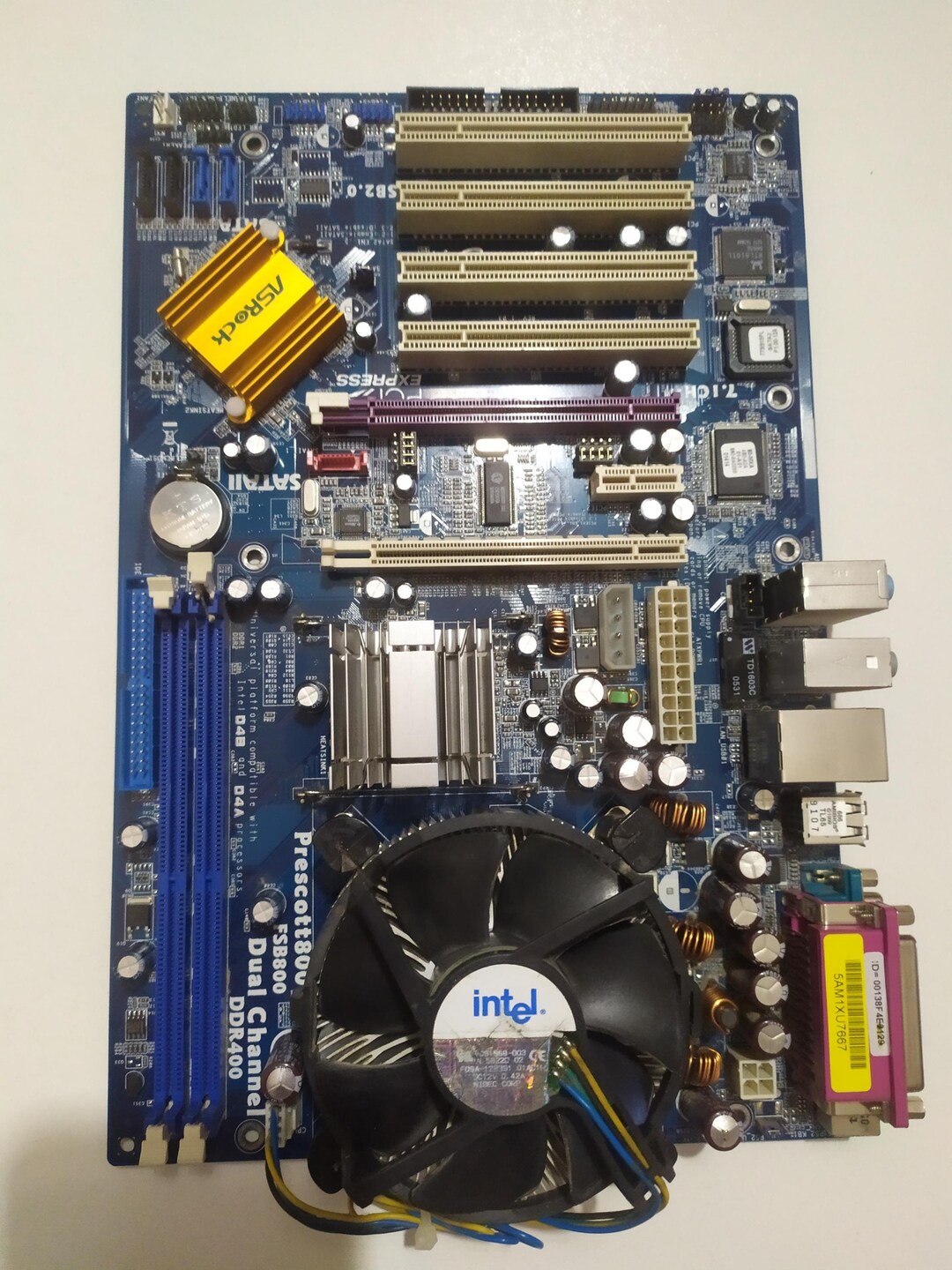 Vintage PC Motherboard & Processor Kit - Asrock FSB800 DDR 400 Prescott ...