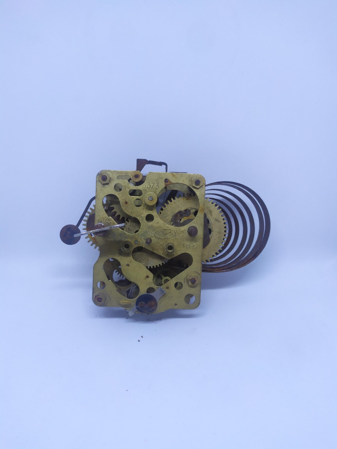 Antique Brass Mechanical Clock Movement, 9x7cm - Made in 1950s or ...