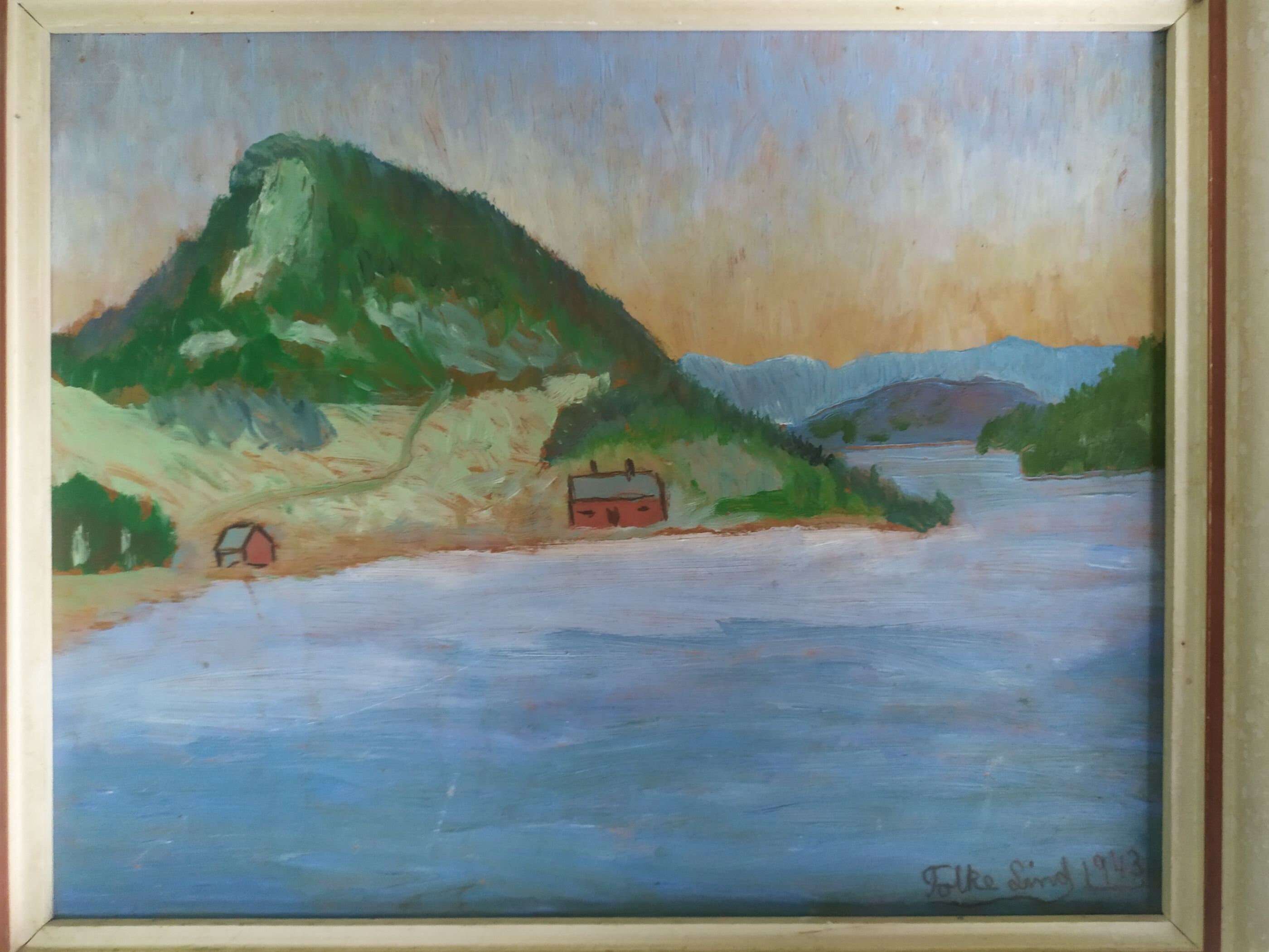 Vintage Oil Painting by Folke Lind 1943 - Scandinavian Landscape Art ...