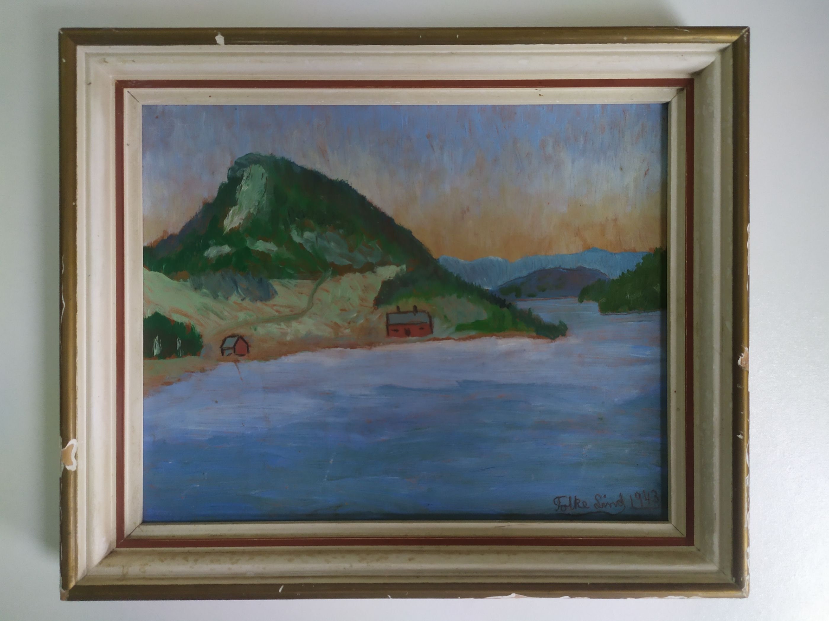 Vintage Oil Painting by Folke Lind 1943 - Scandinavian Landscape Art ...