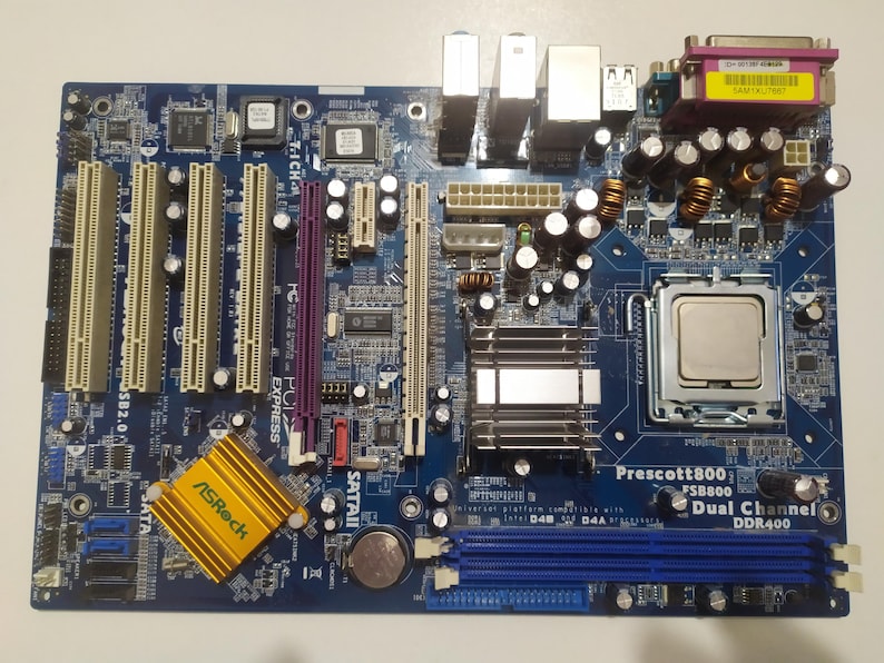 Vintage PC Motherboard & Processor Kit - Asrock FSB800 DDR 400 Prescott ...