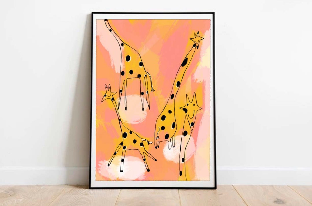 Goofy Giraffes, Animal Print, Giraffe Print, Giraffe Illustration ...