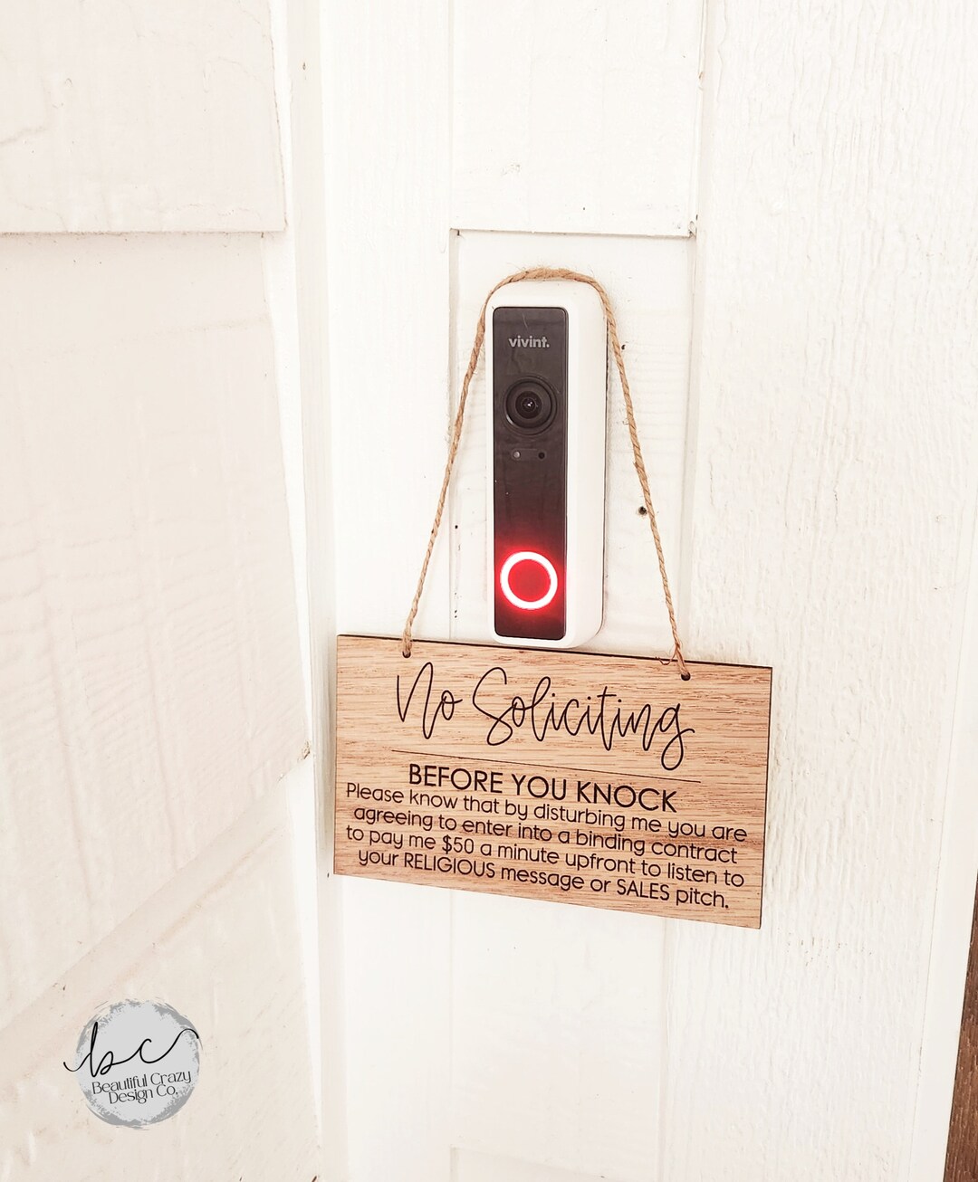 No Soliciting Sign | Funny Doorbell Sign | Hanging No Soliciting Wood ...