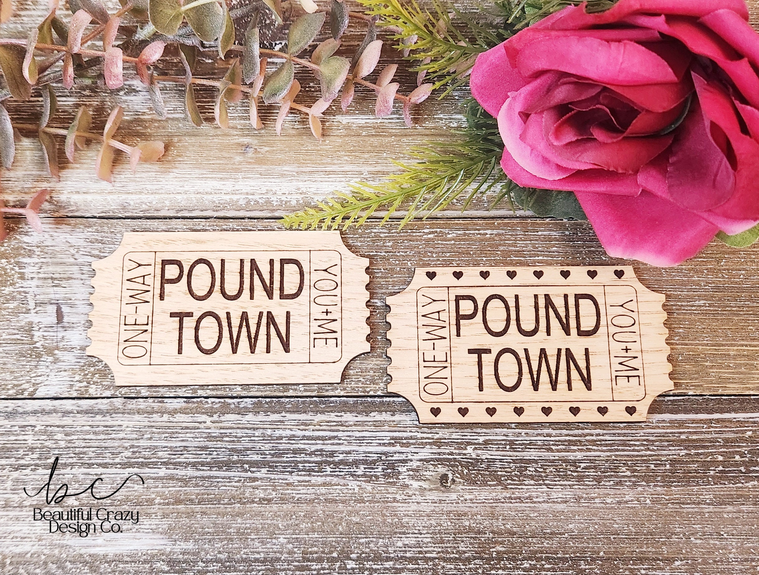 Laser Engraved Wooden Pound Town Ticket, Unique Valentine's Day Gift ...