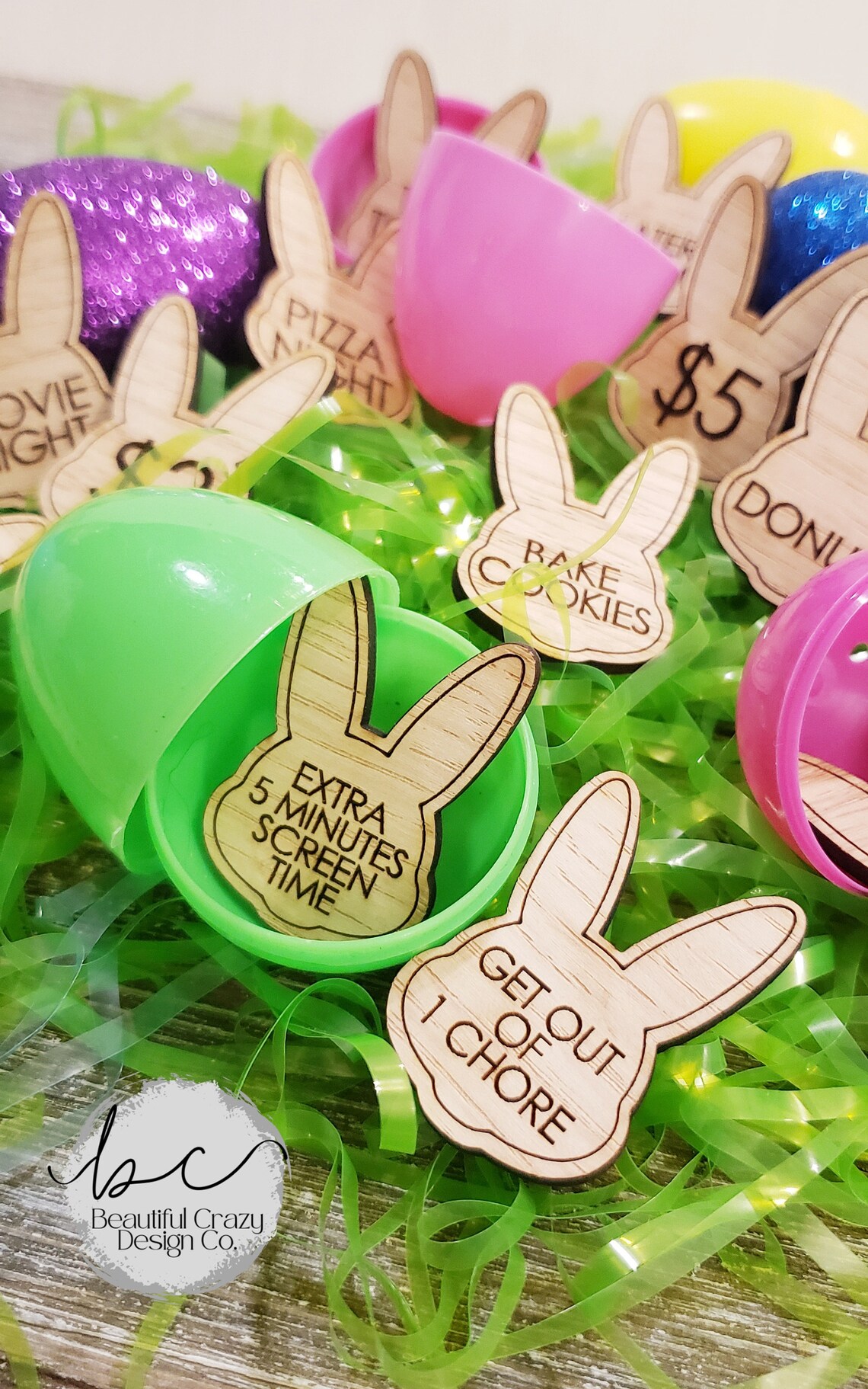 Wood Easter Egg Tokens Bunny Shape Easter Basket Coins - Etsy